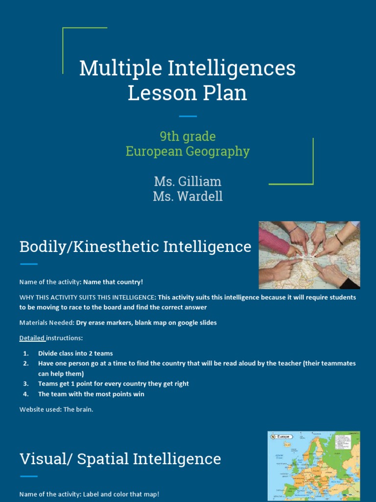 Multiple Intelligences Lesson Plan Student Outline | PDF | Pedagogy | Psychology
