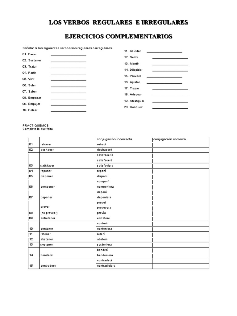 Los Verbos Regulares e Irregulares | PDF