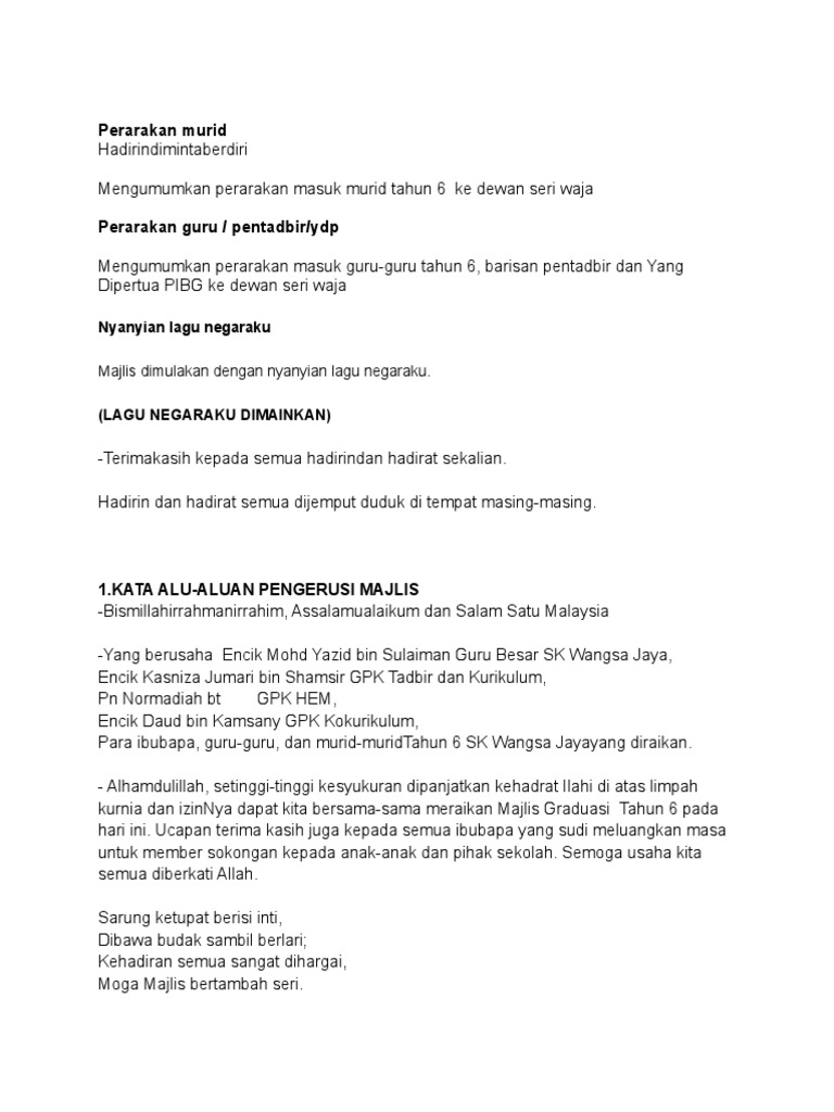 Majlis Graduasi Tahun 6 SK Wangsa Jaya | PDF | Karier & Perkembangan ...