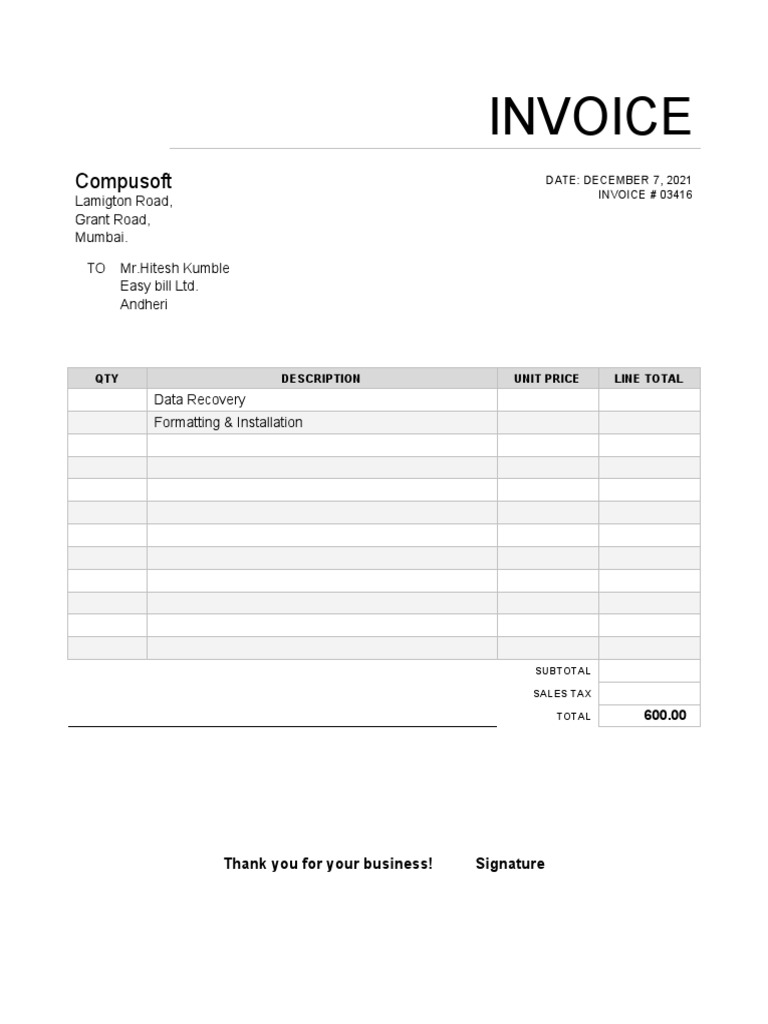 HK Invoice | PDF