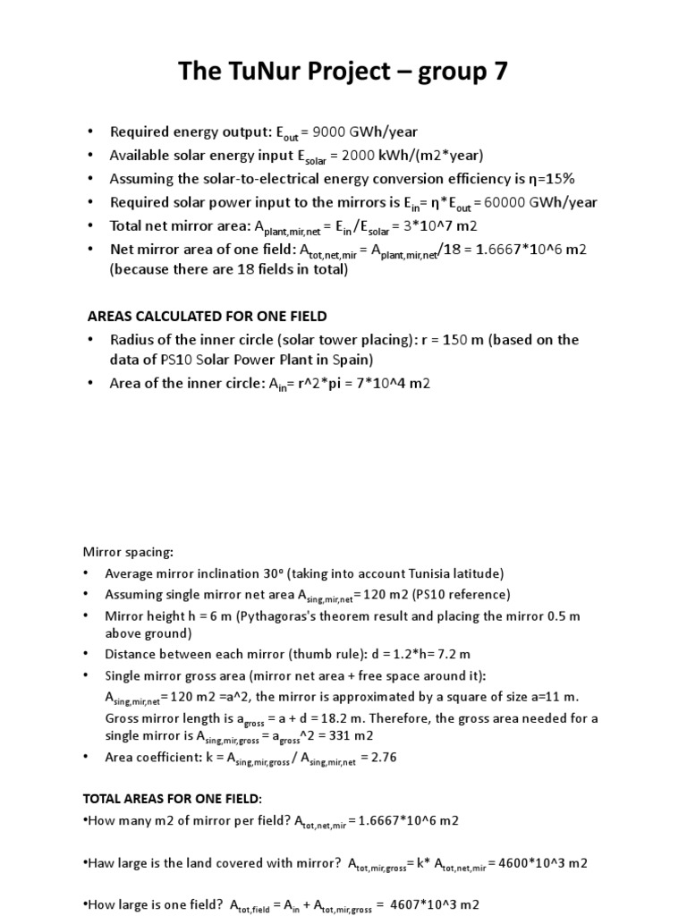 TuNur Project Solar Field Analysis | PDF
