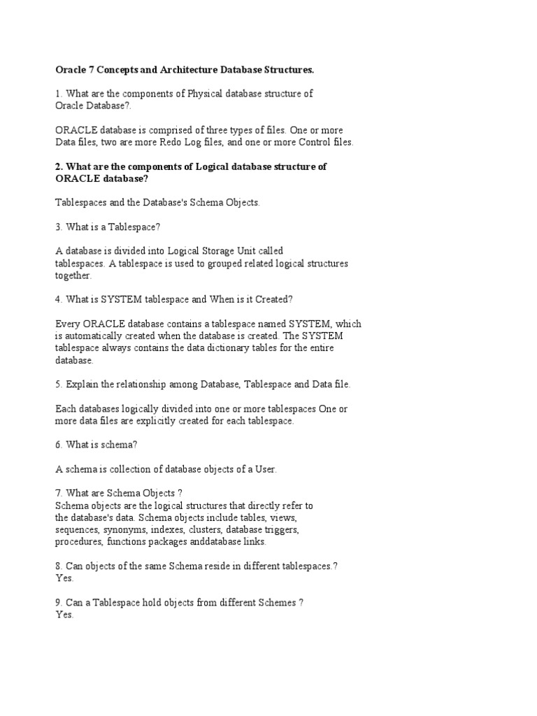 Oracle Questions and Answers 4 | PDF | Oracle Database | Databases