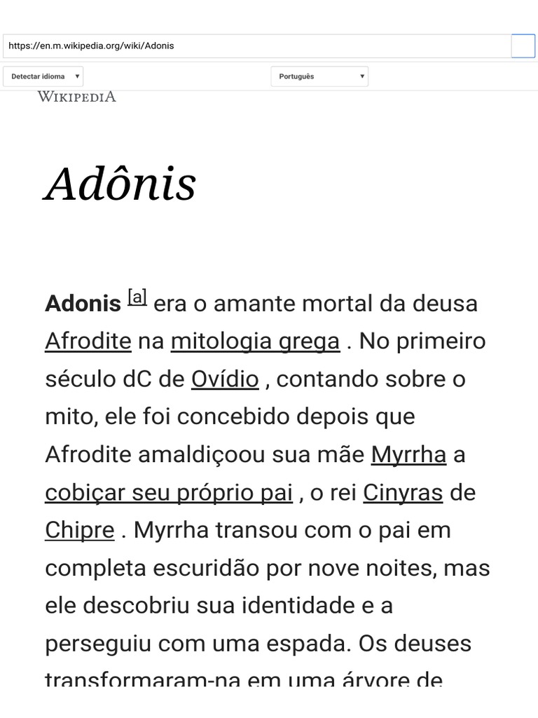 Adonis - Wikipedia | PDF | Afrodite | Mitologia grega