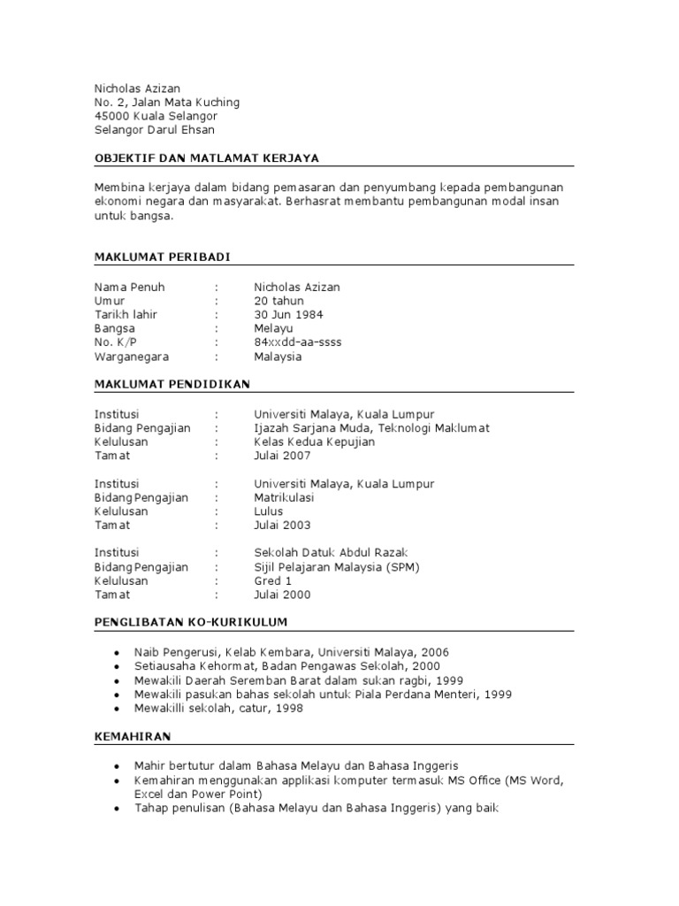 Contoh Resume | PDF