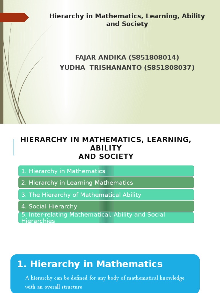 Hierarchy in Mathematics, Learning, Ability | PDF | Hierarchy | Axiom