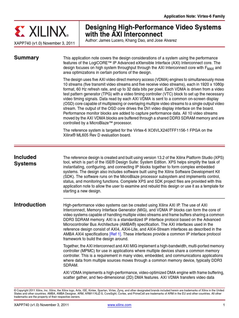 Designing High-Performance Video Systems With The AXI Interconnect | PDF | Computer Hardware ...