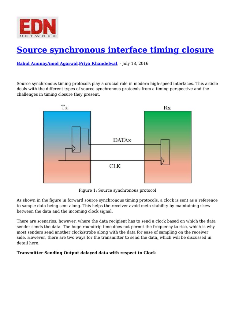 Source Synchronous Interface Timing Closure | PDF | Electronic Engineering | Telecommunications ...