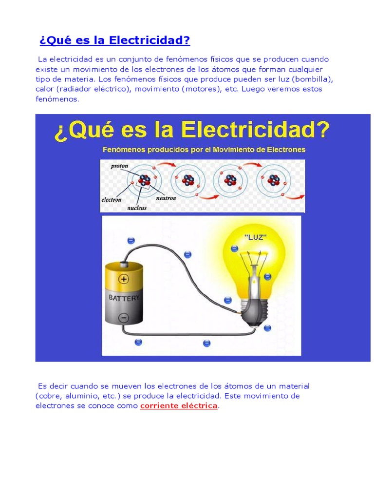 Qué Es La Electricidad | PDF | Electrón | Electricidad