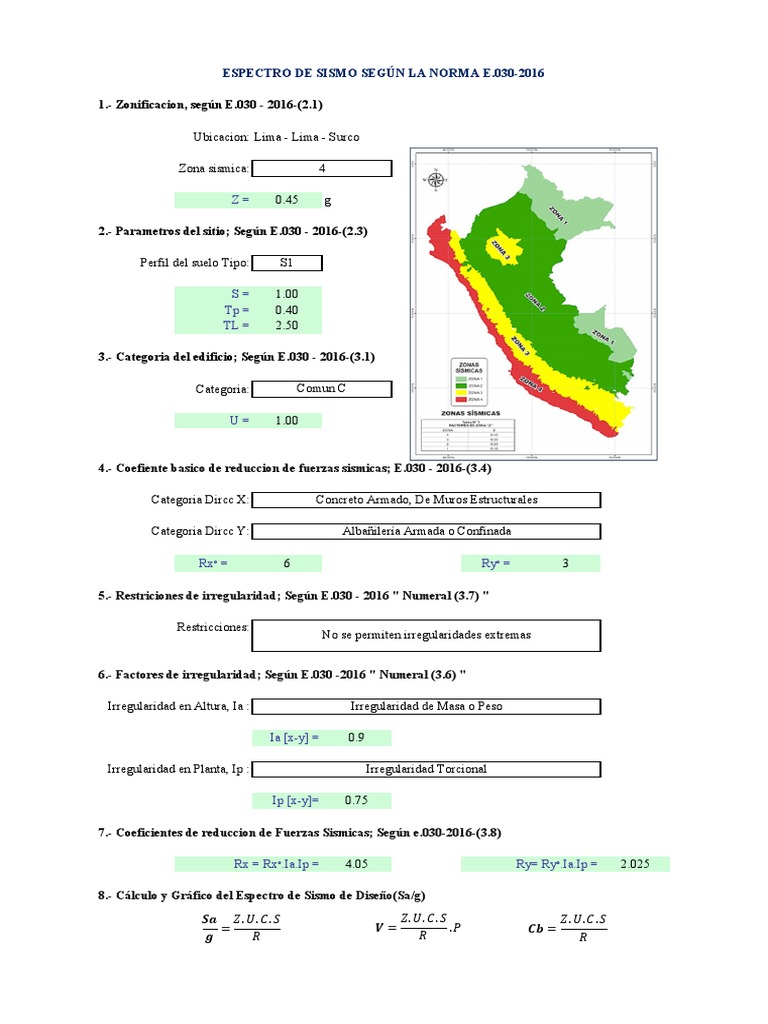 Modelo de Espectro E.030 Diseño Sismorresistente PDF | PDF | Naturaleza