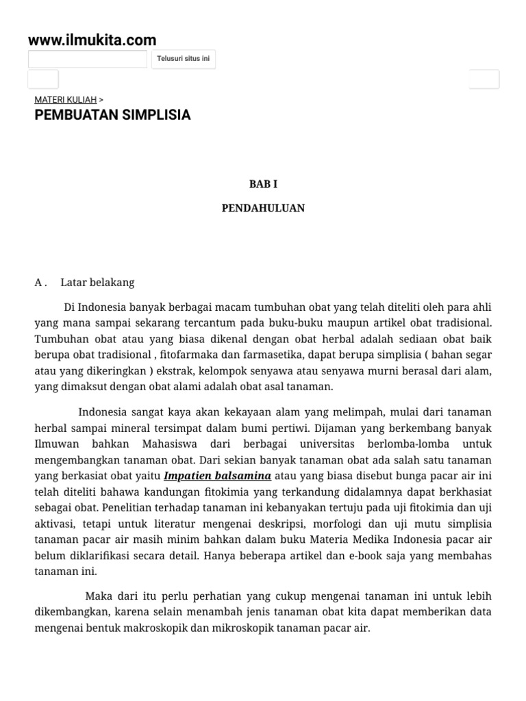 Pembuatan Simplisia | PDF