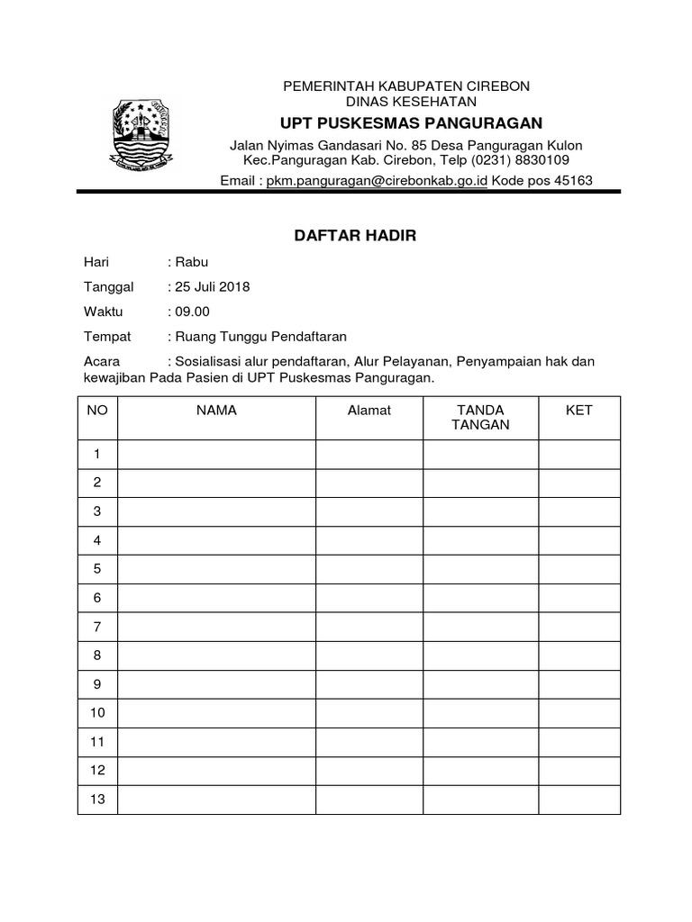 Contoh Daftar Hadir | PDF