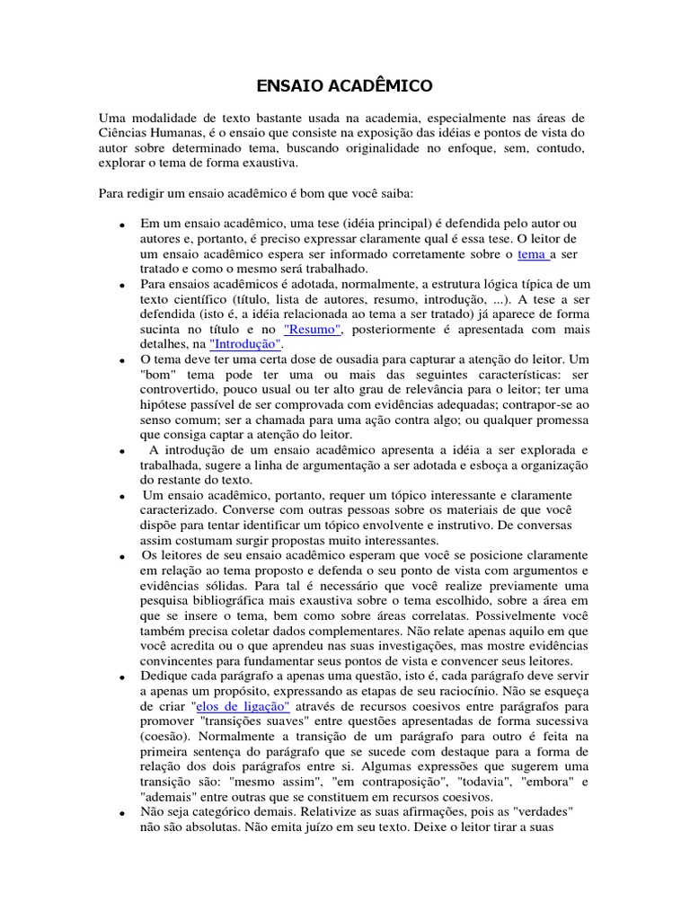 Estrutura e Exemplo de Ensaio Acadêmico | PDF | Filosofia