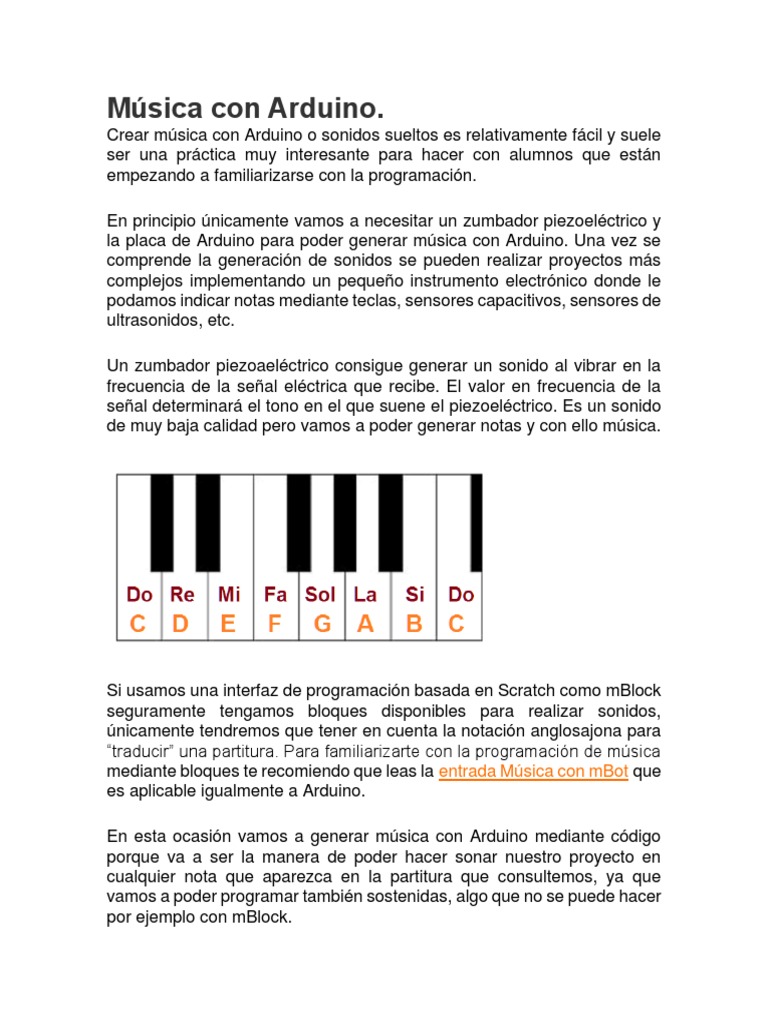 Notas para Arduino | Sonido | Musicología