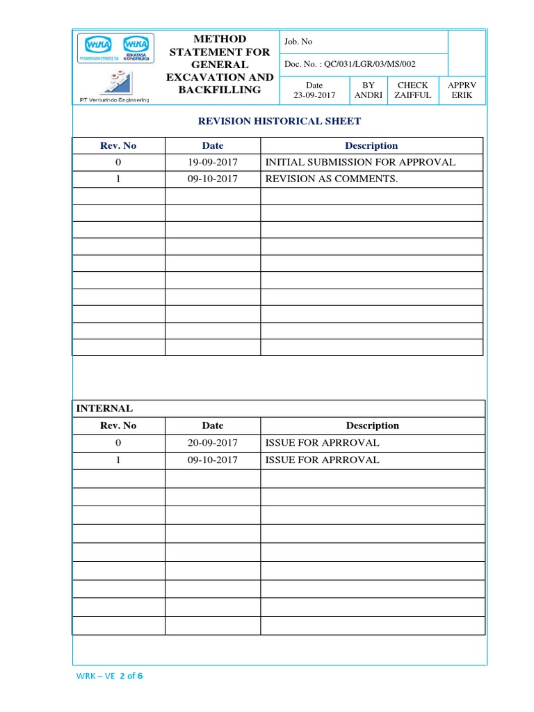 Method Statement For Excavation & Backfilling | PDF | Nature