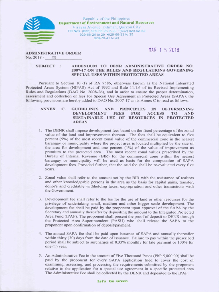 (DAO 2018-05) Addendum To DAO 2007-17 PDF | PDF