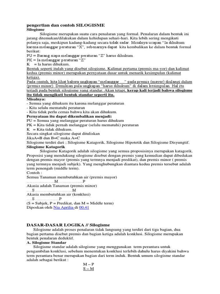 Pengertian Dan Contoh SILOGISME | PDF