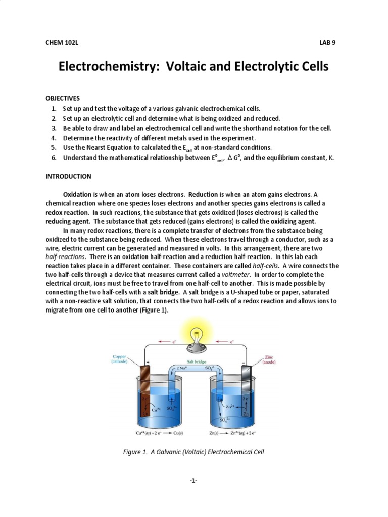 Electrochemistry Lab: Cells & Potentials | PDF | Electrochemistry | Redox
