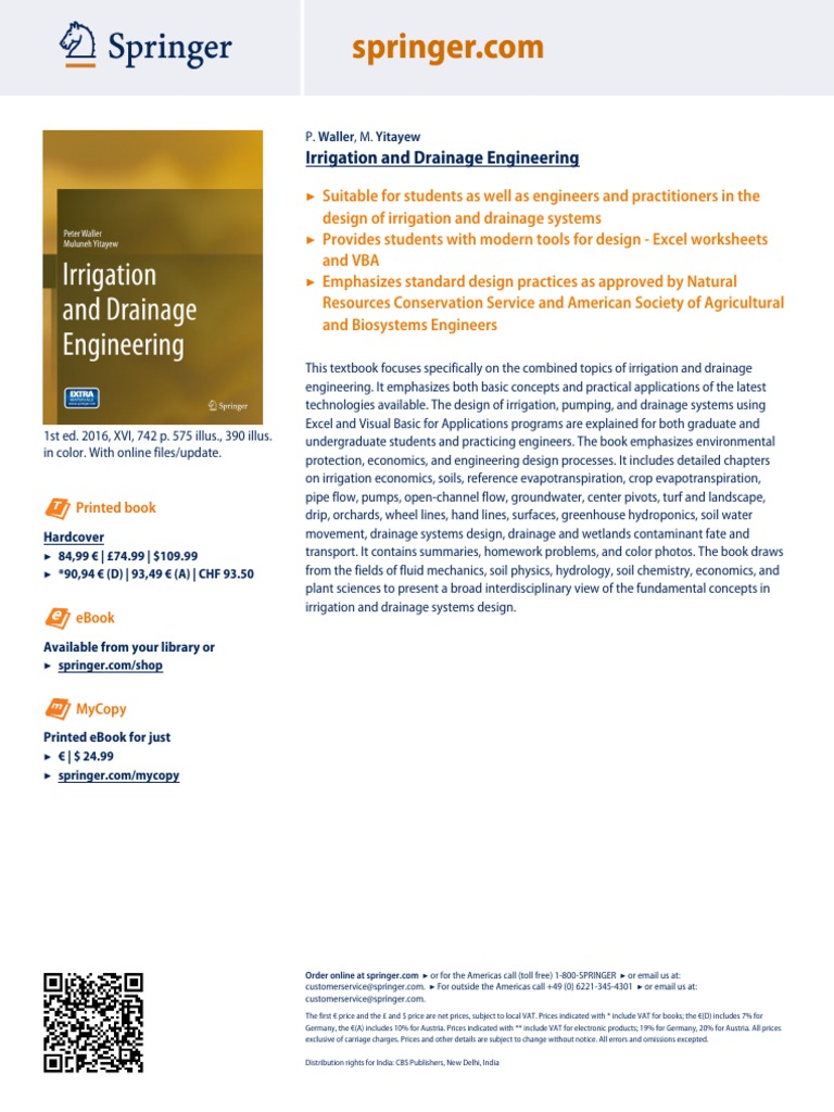 Irrigation and Drainage Engineering: Printed Book | PDF | Drainage ...