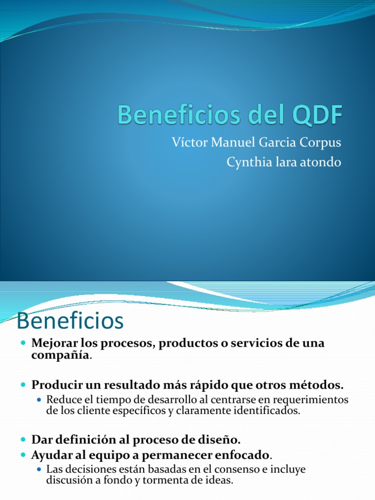 Beneficios Del QDF | PDF | Calidad (comercial) | Diseño