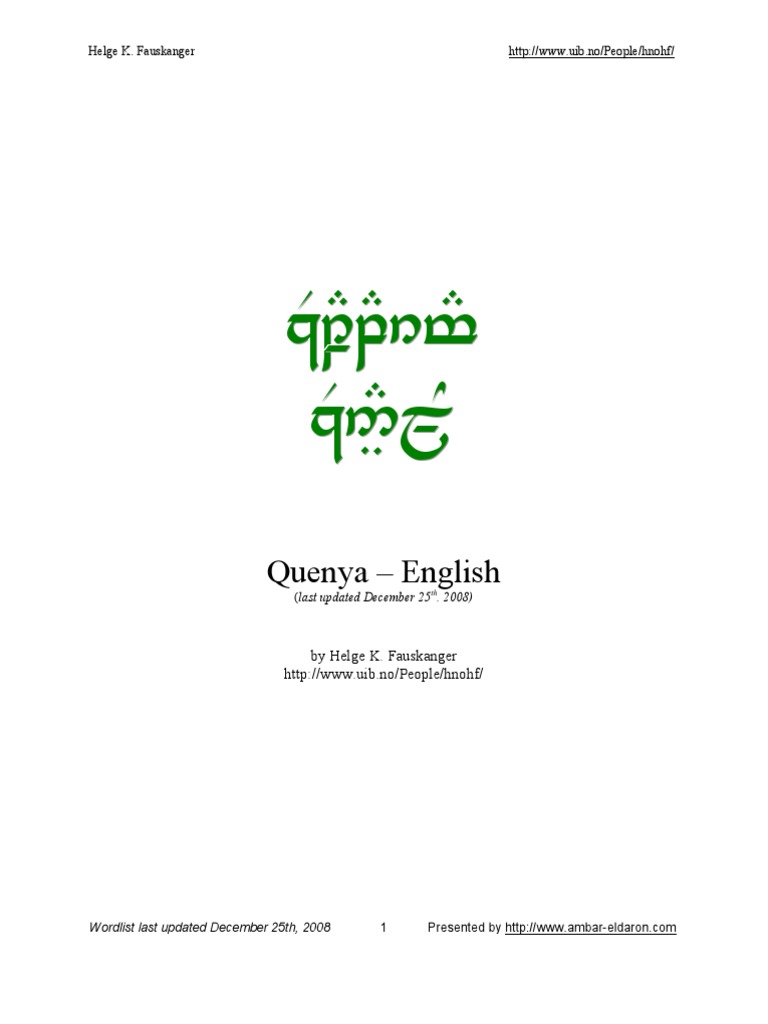 Quenya-English Dictionary | PDF | Syntactic Relationships | Semiotics