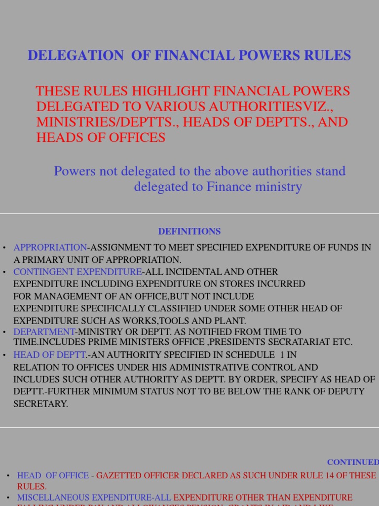 Delegation of Financial Powers Rules | PDF | Expense | Insurance