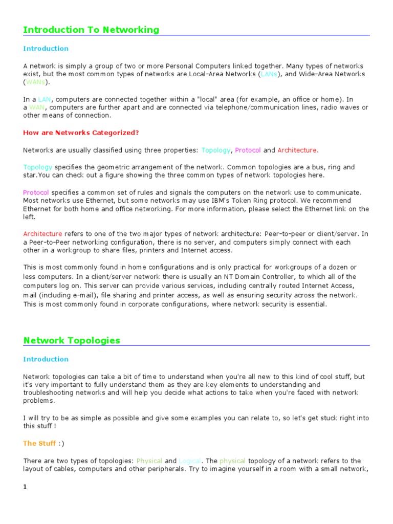 Introduction To Networking: How Are Networks Categorized? | PDF ...