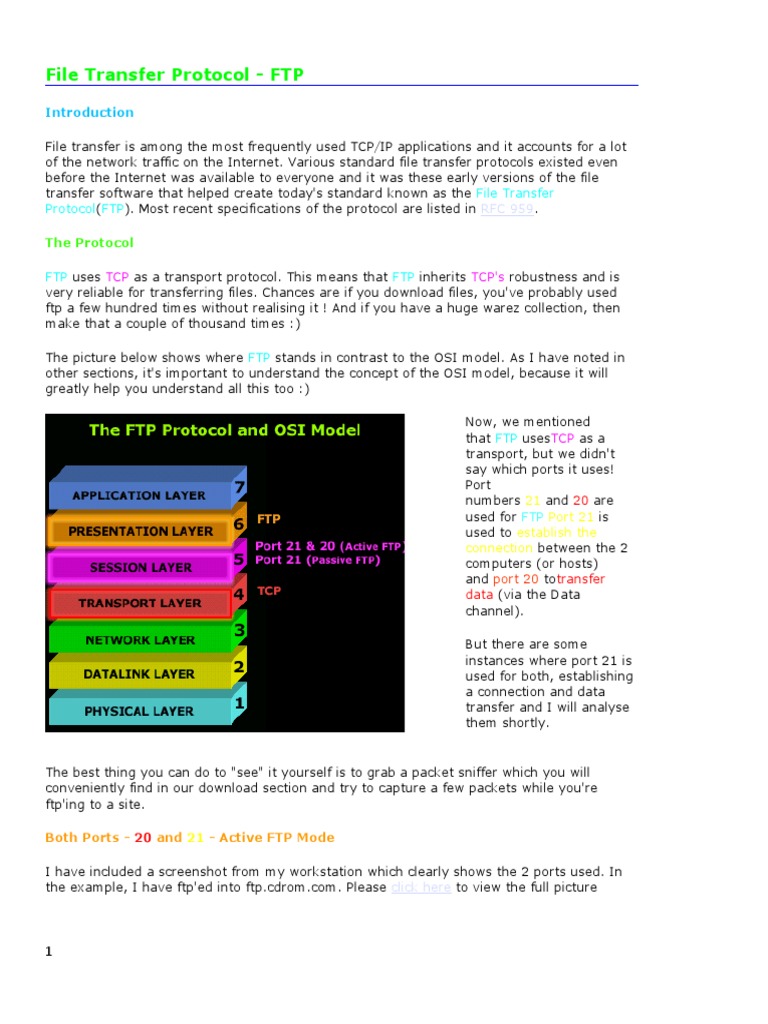 3-4 PROTOCOLS-File Transfer Protocol | PDF | File Transfer Protocol | Port (Computer Networking)