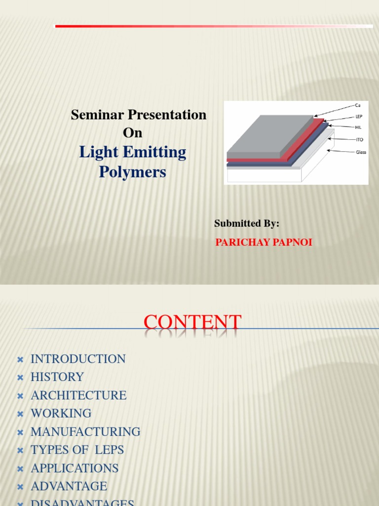 Light Emitting Polymers Overview | PDF | Oled | Chemistry