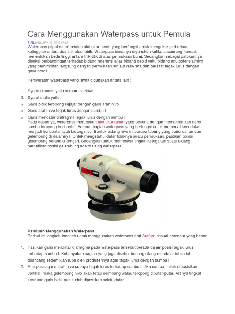 Cara Menggunakan Waterpass Untuk Pemula | PDF