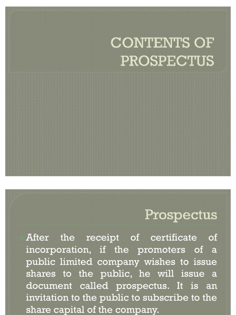 Contents of Prospectus | PDF | Prospectus (Finance) | Board Of Directors