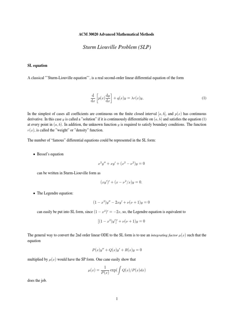 SLP PDF | PDF | Eigenvalues And Eigenvectors | Ordinary Differential Equation