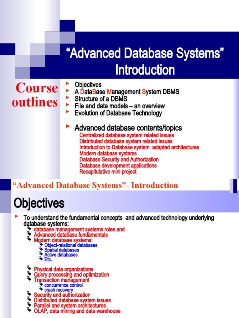"Advanced Database Systems": Course Outlines | PDF | Databases ...