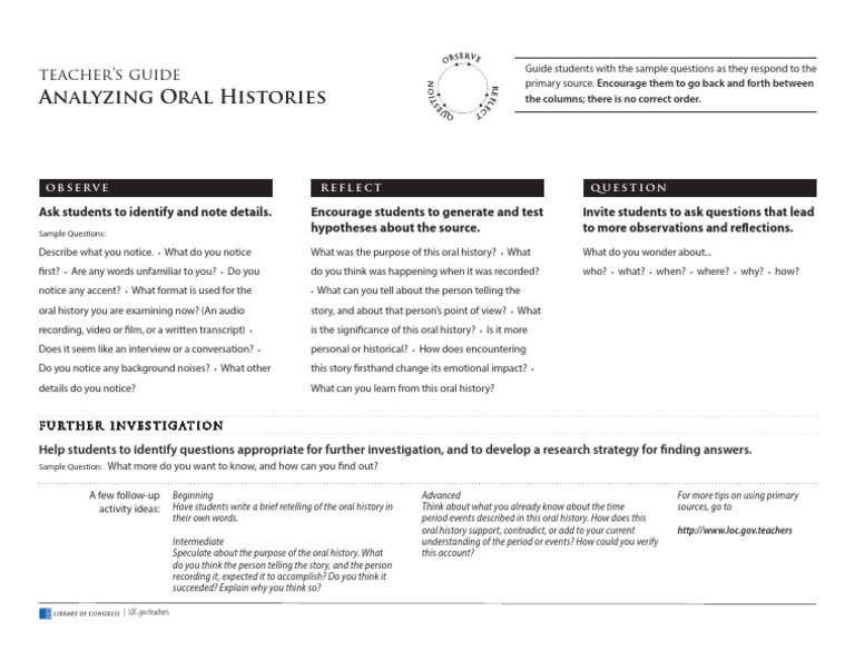 Analyzing Oral Histories | PDF | Oral History | Question