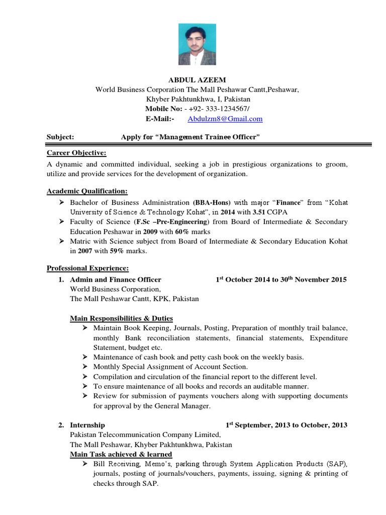 CV Template | PDF | Khyber Pakhtunkhwa | Pakistan