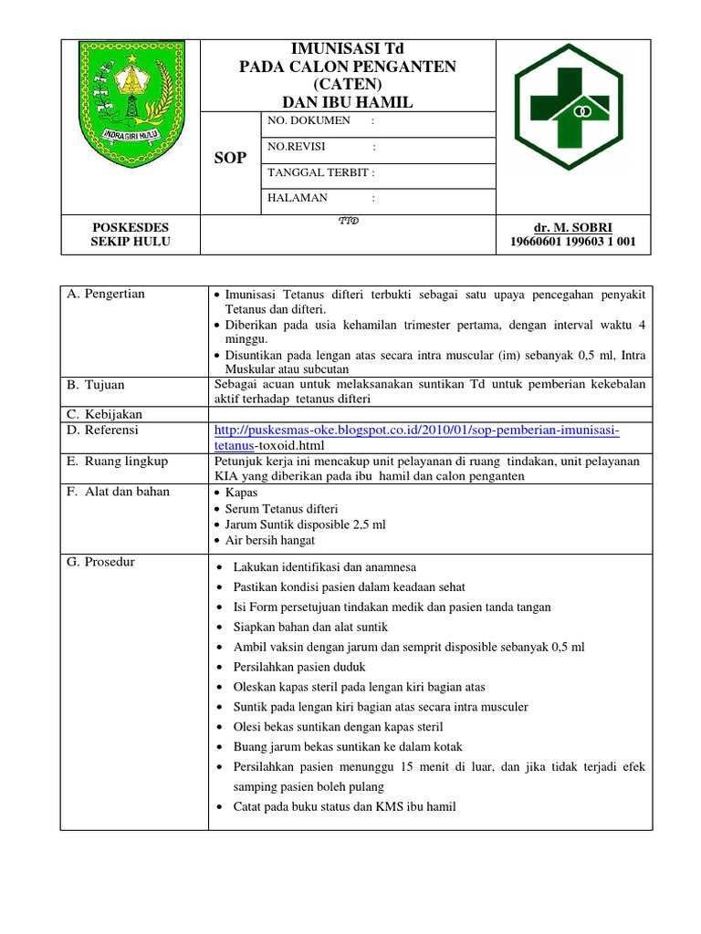 Sop TD Pada Caten Dan Bumil | PDF