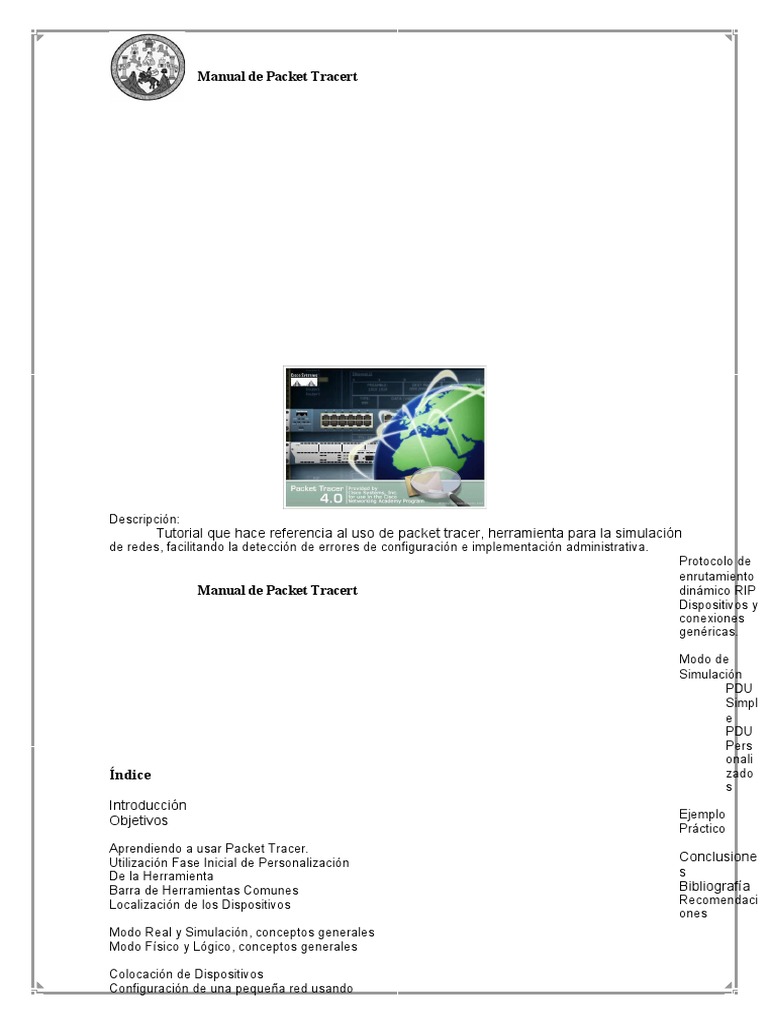 Manual de Packet Tracer | PDF | Enrutador (Computación) | Dirección IP