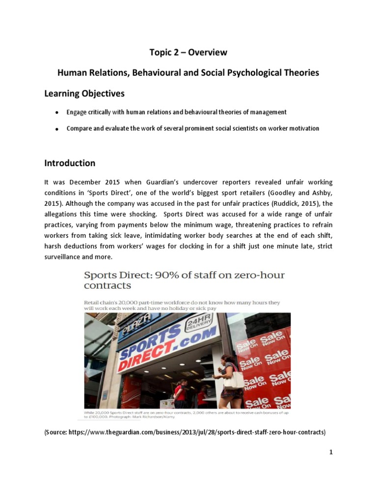 Topic 2 - Overview - Human Relations Behavioural Approaches Final | PDF ...