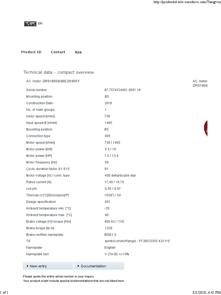 Motor Sew Euro Drive | PDF | Power (Physics) | Electrical Engineering