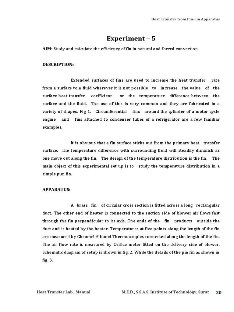 Experiment - 5: AIM: Study and Calculate The Efficiency of Fin in ...