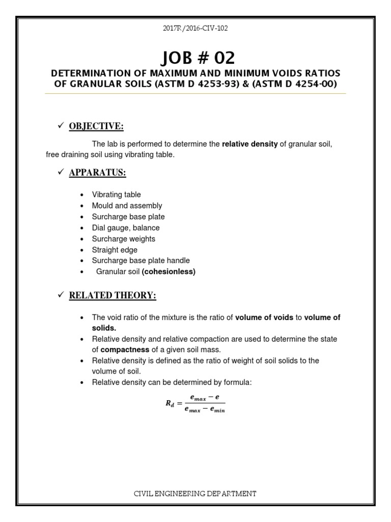 Determination of Maximum and Minimum Voids Ratios OF GRANULAR SOILS ...