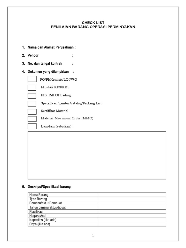 Checklist Penilaian Barang Operasional | PDF | Komputer