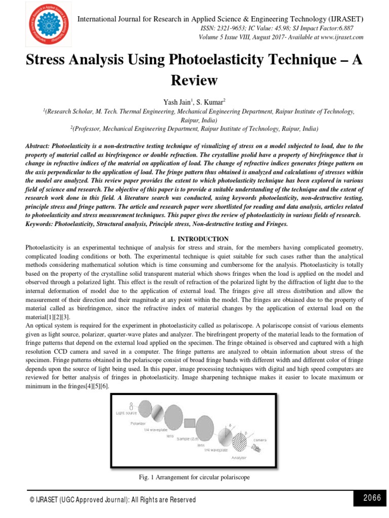 Stress Analysis Using Photoelasticity Technique - A Review | PDF ...