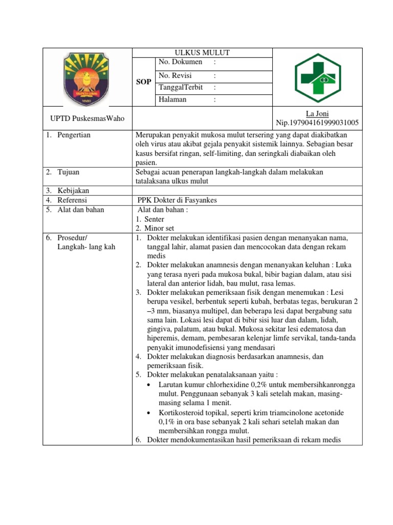 Sop Ulkus Mulut | PDF