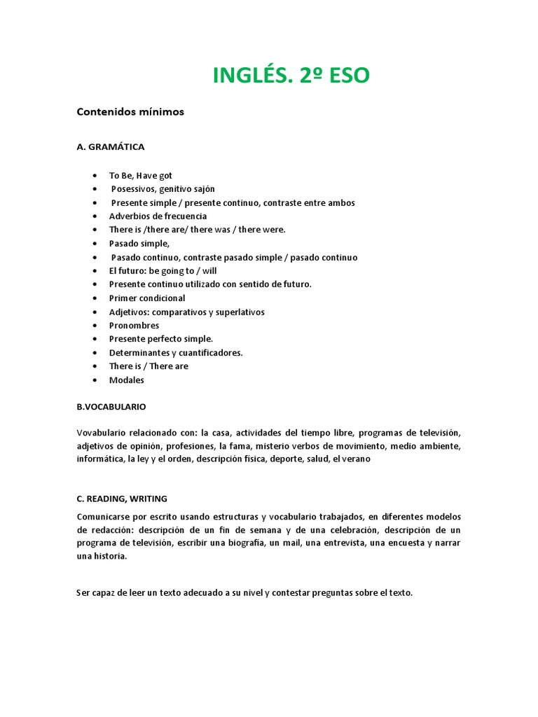 2º Eso Inglés | PDF