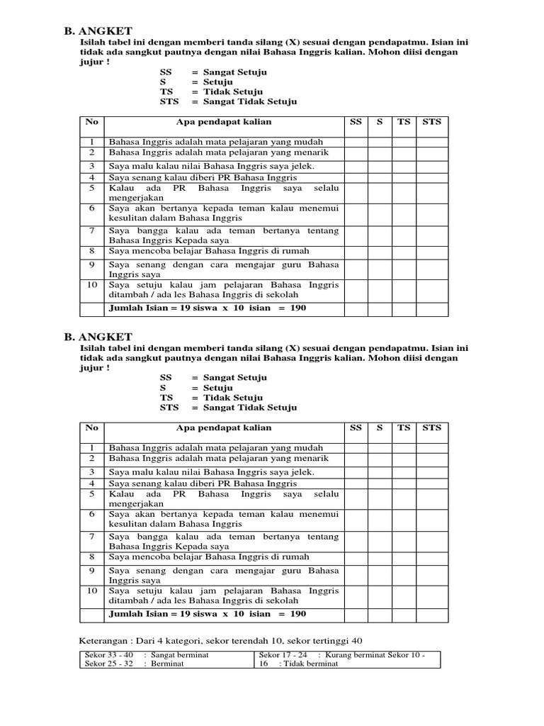 Angket Sekolah | PDF
