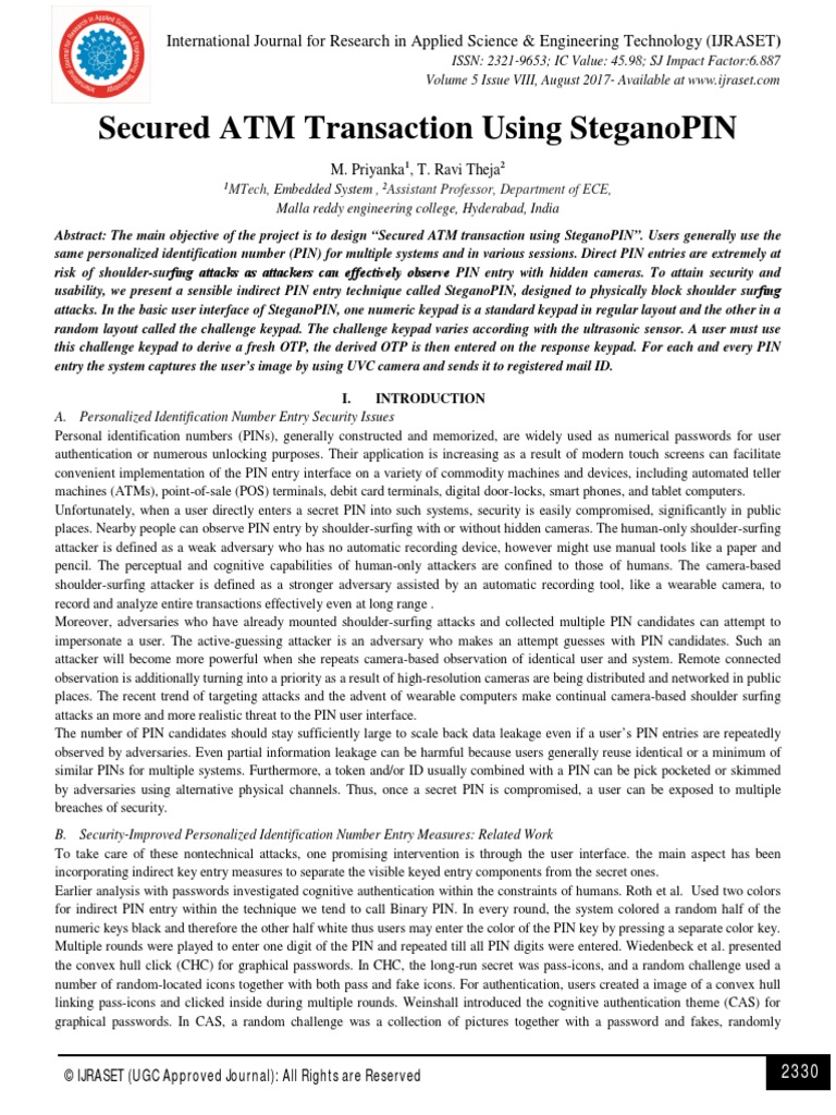 Secured ATM Transaction Using SteganoPIN | PDF | Operating System | Linux