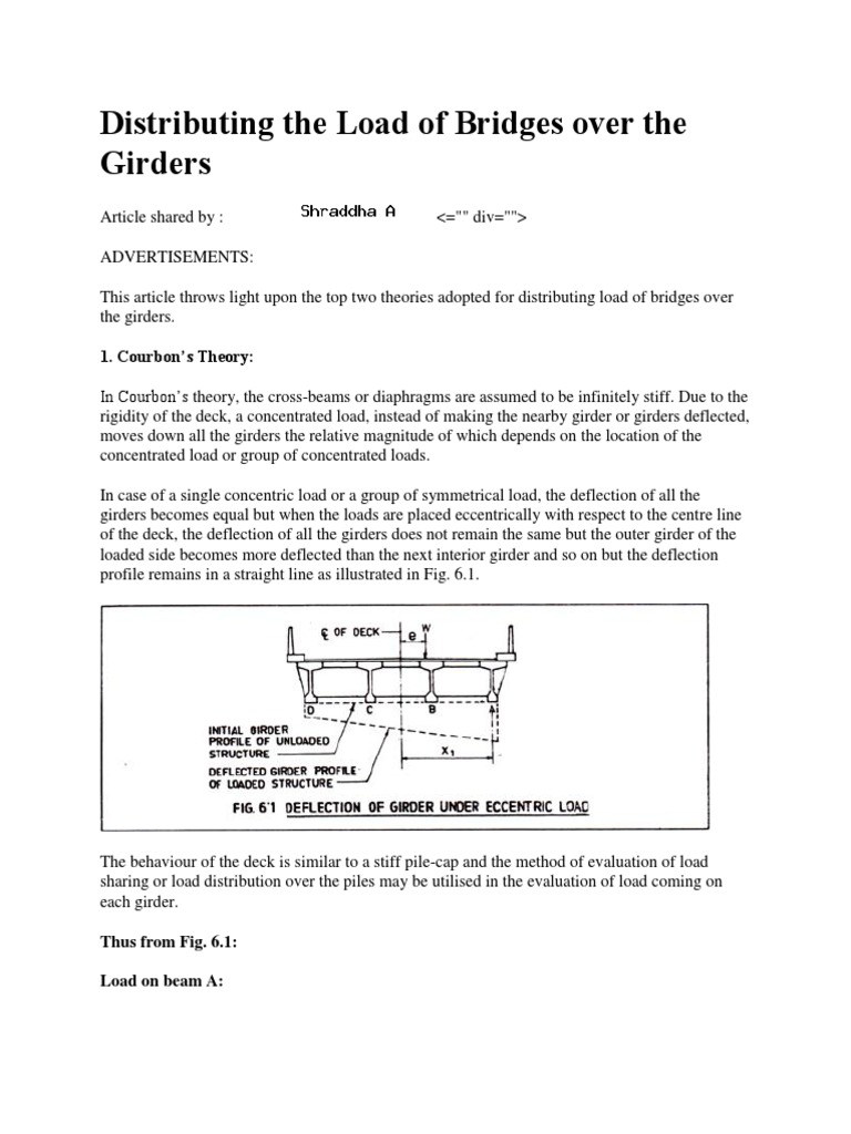 Distributing The Load of Bridges Over The Girders | PDF | Bending ...