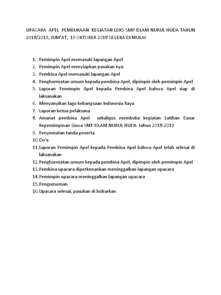 Susunan Upacara Apel | PDF