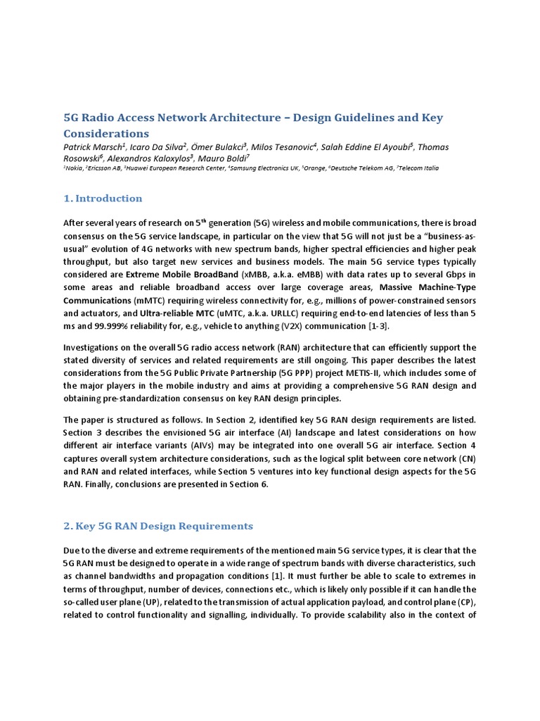 5g Radio Access Network Architecture Ericsson PDF | PDF | Quality Of Service | Computer Network
