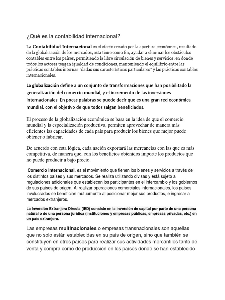 Qué Es La Contabilidad Internacional | PDF | normas internacionales de ...